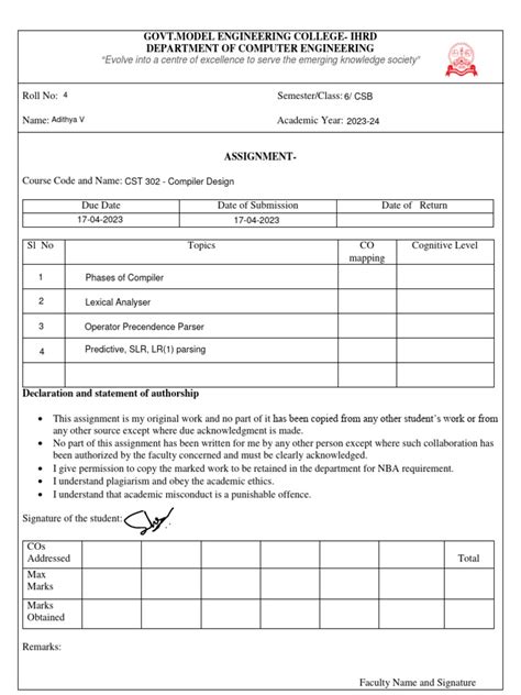 cd assignment download free pdf parsing compiler