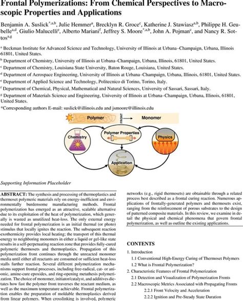 Frontal Polymerizations From Chemical Perspectives To Macroscopic Properties And Applications