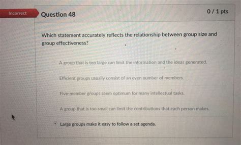 solved 0 1 pts incorrect question 48 which statement