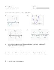 Even And Odd Functions Practice Docx Algebra Honors Even And Odd Functions Practice Name