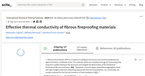 Citation Report Effective Thermal Conductivity Of Fibrous Fireproofing Materials