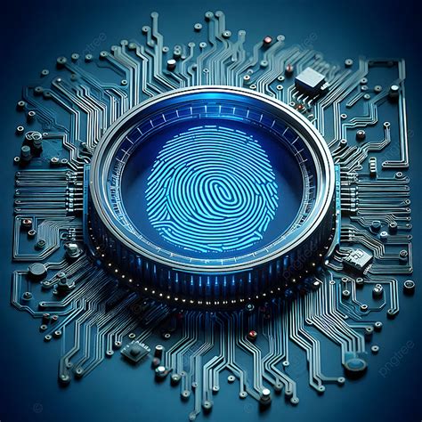 Abstract Fingerprint On Circuit Board Cybersecurity Technology Concept Background Digital