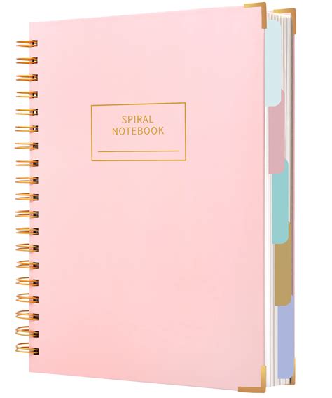Hardcover Spiral Notebook With Tabs 8x10 Large Spiral Lined Journals For Women