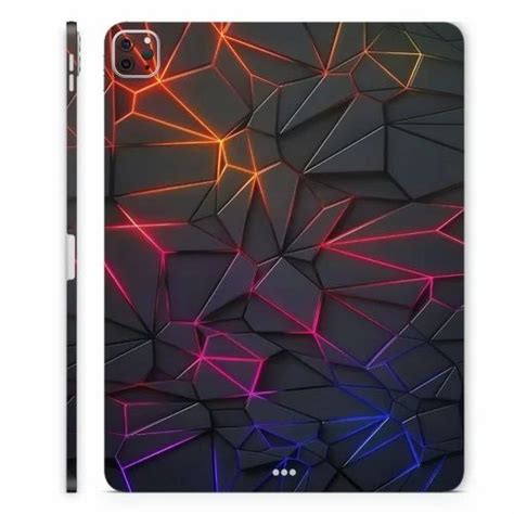 Tablet Skin Wrap Orange Magenta Blue Neon Art On Embossed Wall At