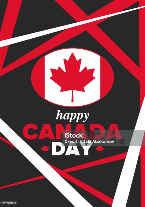 해피 캐나다의 날 7 월 1 일 연례 를 기념하는 국경일 캐나다 국기입니다 단풍 잎 애국심과 요소 포스터 카드 배너 및 배경 벡터 일러스트레이션 7월에 대한 스톡 벡터 아트
