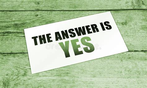 Text Answer Is Yes On Card On Wooden Table Positive Solution Business