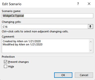 Editing A Scenario Microsoft Excel