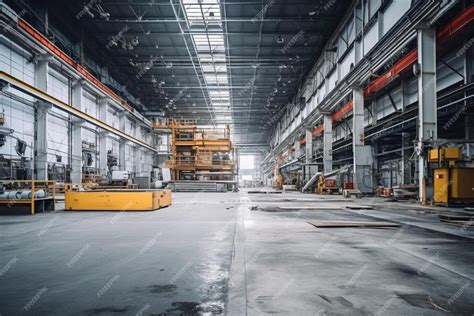 Premium Ai Image Empty Workshop Or Hangar Of Industrial Factory With