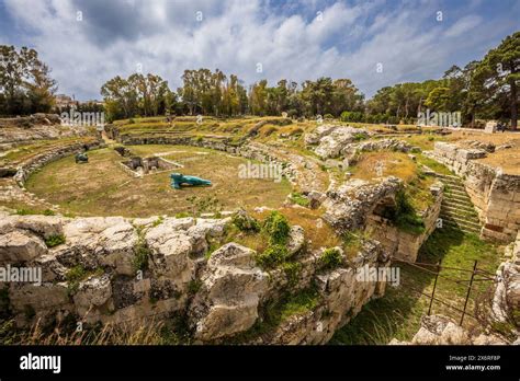The Roman Amphitheatre At The Archaeological Park Of Neapolis Siracusa