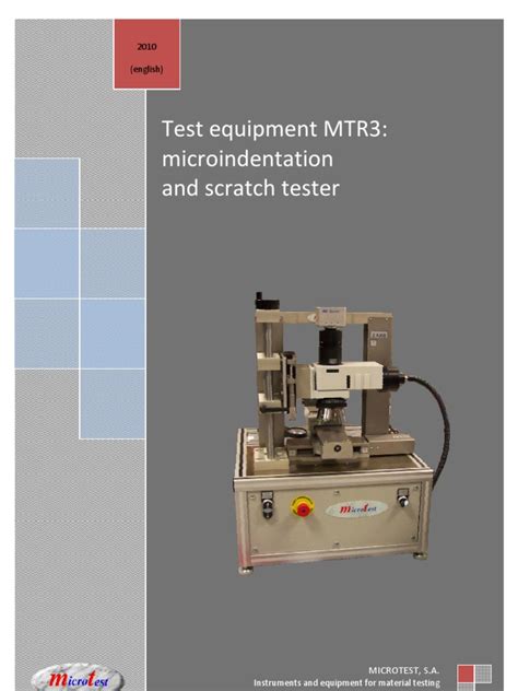 Micro Indentation And Scratch Tester Mtr3 Microtest Download Free Pdf Hardness Chemical