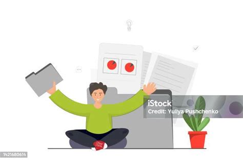 노트북으로 작업하는 젊은 남자 온라인 폴더에서 문서 정렬 디지털 데이터 저장 네트워크 워크 플로우 개념 온라인 파일 교환 시스템 플랫 벡터 일러스트 레이 션 일러스트레이션에