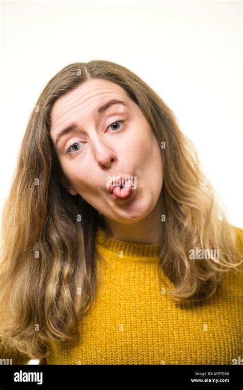 Genetic Mendelian Inheritance Dominant Trait A Young Caucasian Woman Girl Rolling Her Tongue