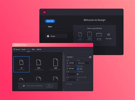 Premium Vector Start Working In Page Layout And Publishing Design Software Application New