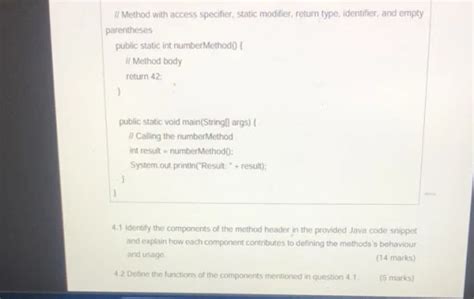 I Method With Access Specifier Static Modifier Return Type Identifier