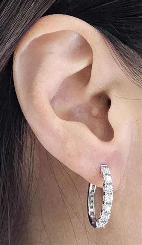 051 Carat Diamond Hoop Earrings In 14 Karat White Gold For Sale At 1stdibs