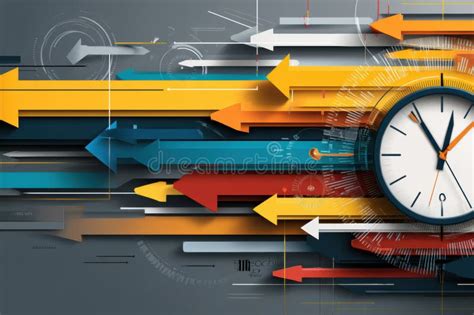 Abstract Concept Of Productivity With Moving Arrows And Clock Depicting Time Management And