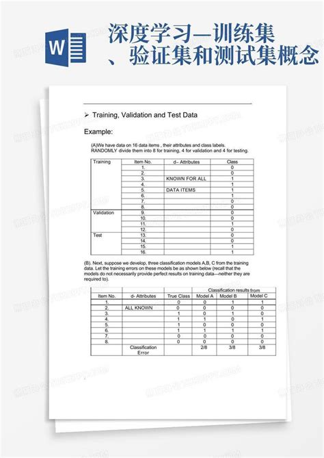 深度学习—训练集、验证集和测试集概念word模板下载 编号lbymbjny 熊猫办公