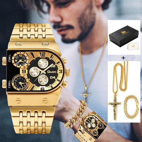 Men Watch Brand Luxury Super Big Dial Quartz Watches Men Golden Diamond
