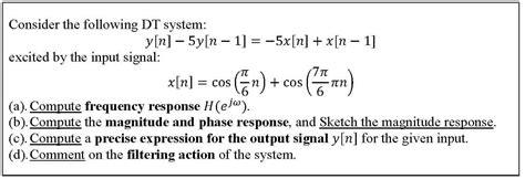 Solved COS Consider The Following DT System Y N Chegg