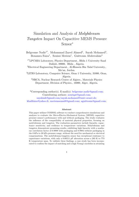 pdf simulation and analysis of molybdenum tungsten impact on