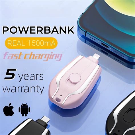 2 In 1 Mini Powerbank Keychain Portable Charger 1500mah Pocket Powerbank Mini Power Emergency