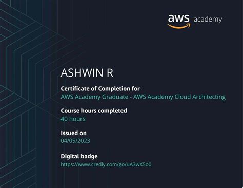 Ashwin R On Linkedin Aws Awscertification Awsacademy