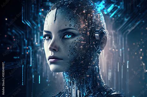 Artificial Intelligence Abstract Cyborg Android Generative Ai Stock