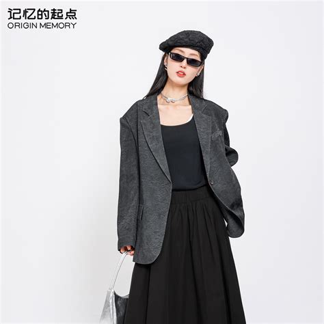 记忆的起点西装外套女装2024夏季新款气质廓形宽松上衣68tx40123h虎窝淘