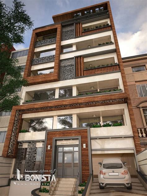 طراحی نما و سردر ورودی ساختمان مسکونی پاسداران گروه معماری Bonista