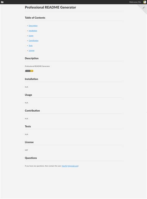 Github Hlee92professional Readme Generator