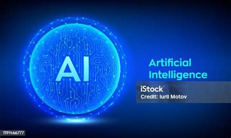 Ai 인공 지능 로고 인공 지능 및 기계 학습 개념 추상 기술 회로 기판 구체 빅 데이터 혁신 기술 신경망 벡터 그림입니다 구에 대한 스톡 벡터 아트 및 기타 이미지