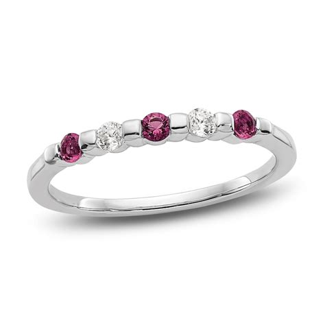 Natural Ruby Stackable Ring 110 Ct Tw Diamonds 14k White Gold Jared