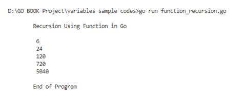 Free Programming Source Codes And Computer Programming Tutorials Factorial Using Functions In Go