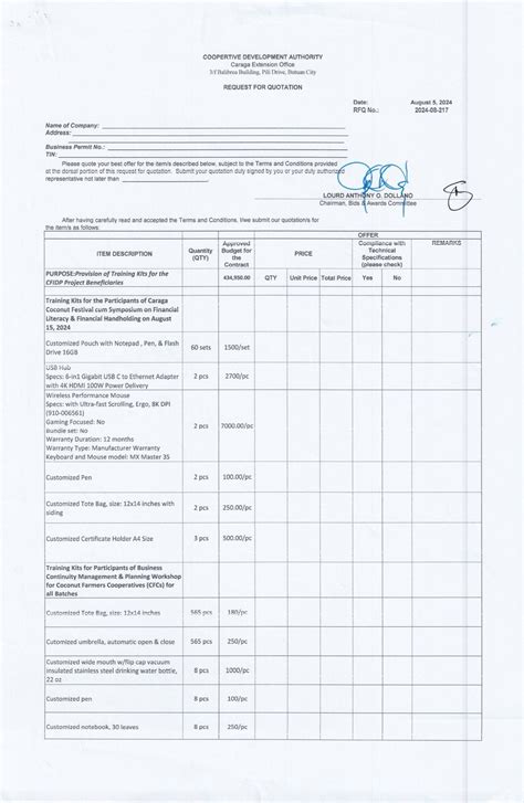 Request For Quotation Cda