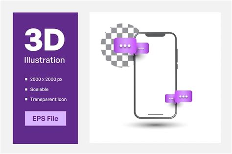 Premium Vector 3d Phone Mockup With Chat Or Message Vector