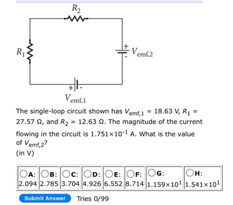 Solved The Single Loop Circuit Shown Has Vemf11863 Vr1