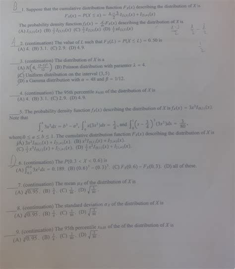 Solved 1 Suppose That The Cumulative Distribution Function