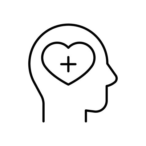Mental Health Icon Simple Outline Style Positive Mind Wellbeing