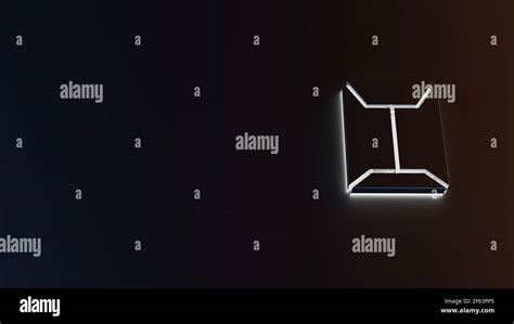 3d Rendering Of White Light Stripe Symbol Of Sealed Envelope With Flaps On Dark Background With