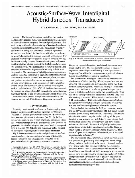 Acoustic Surface Wave Interdigital Hybrid Junction Transducers Ieee Journals And Magazine Ieee
