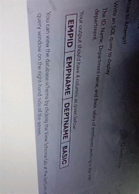 How To Attemptr Write An Sol Query To Display Studyx