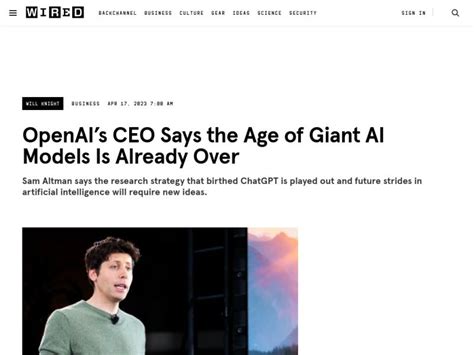 Risto Matti Ratilainen On Linkedin Openais Ceo Says The Age Of Giant Ai Models Is Already Over