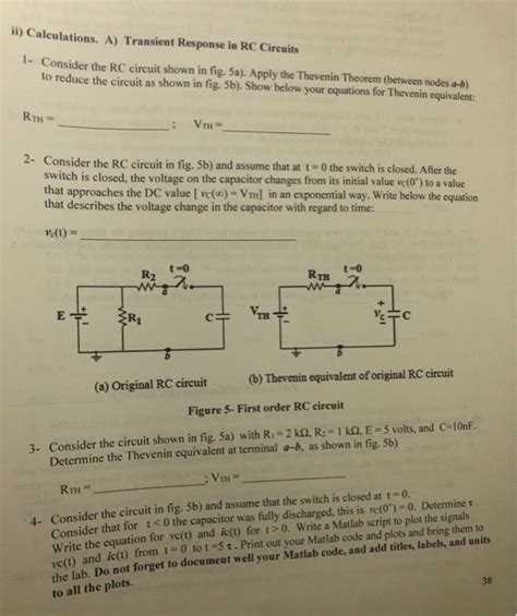Solved I Calculations A Transient Response In Rc Circuits