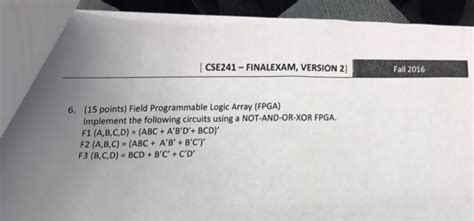 Solved Field Programmable Logic Array FPGA Implement The Chegg Com