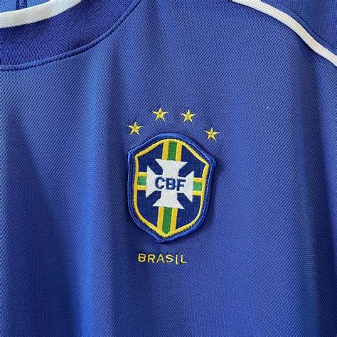 Vintage Nike Brazil Kit Blue Soccer Jersey Mens Depop
