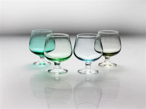 Miniature Brandy Snifters Various Colors Set Of 4 Aperitif Glasses