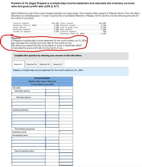 Solved Problem 6 7a Algo ﻿prepare A Multiple Step Income