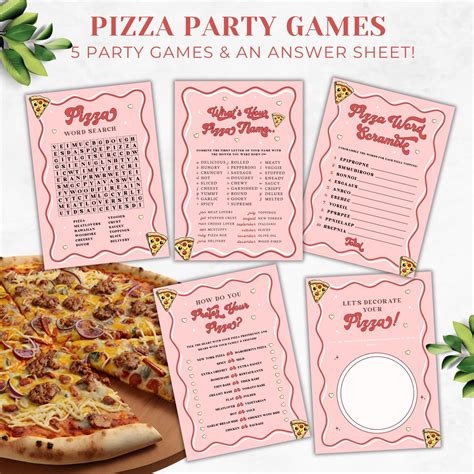 Pizza Party Games Bundle Pizza Night Printable Retro Girl Birthday