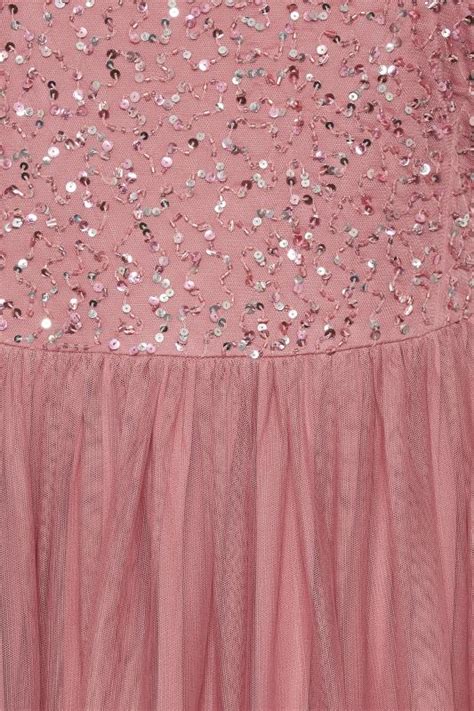 Luxe Plus Size Dark Pink Sequin Hand Embellished Maxi Dress Yours