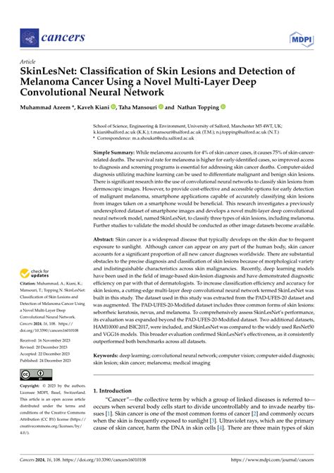 Pdf Skinlesnet Classification Of Skin Lesions And Detection Of Melanoma Cancer Using A Novel